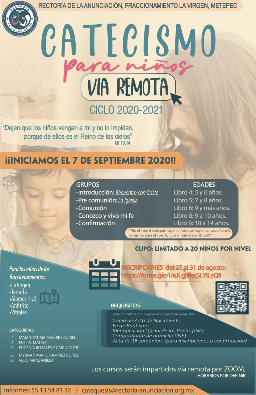 Convocatoria de Inscripción al Catecismo 2020-2021 – Rectoría de la ...